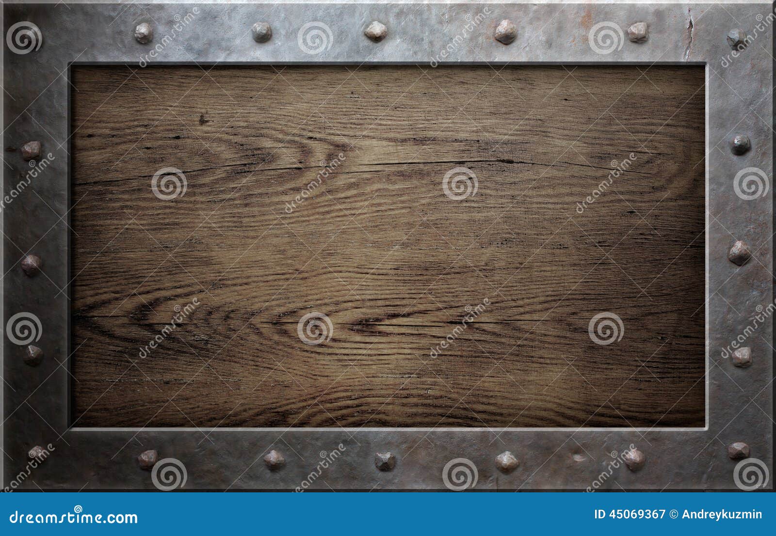 Old Metal Frame Over Wooden Background Stock Image - Image of plate ...