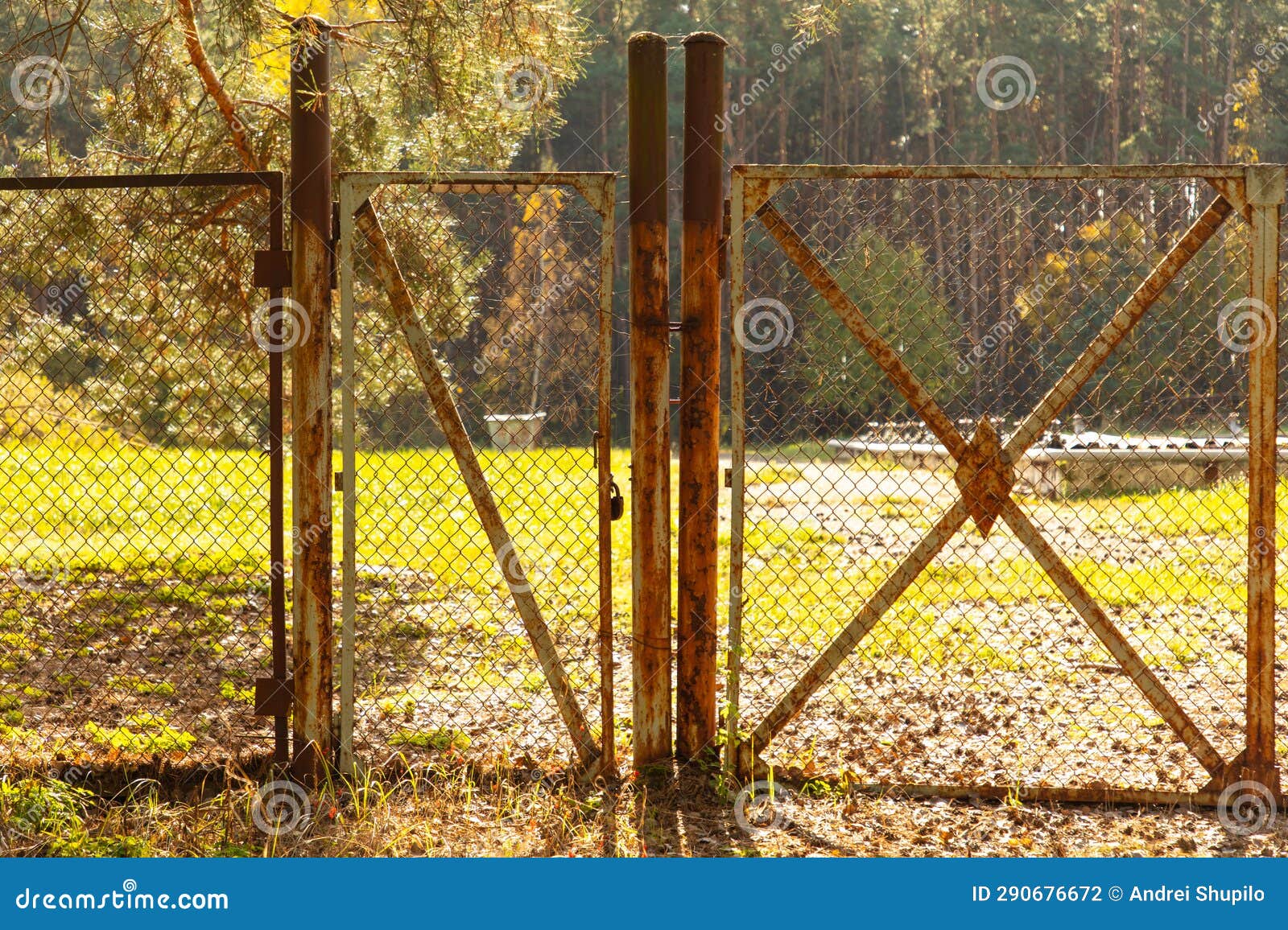Old Metal Gate in Nature. Background Stock Photo - Image of rough, view ...