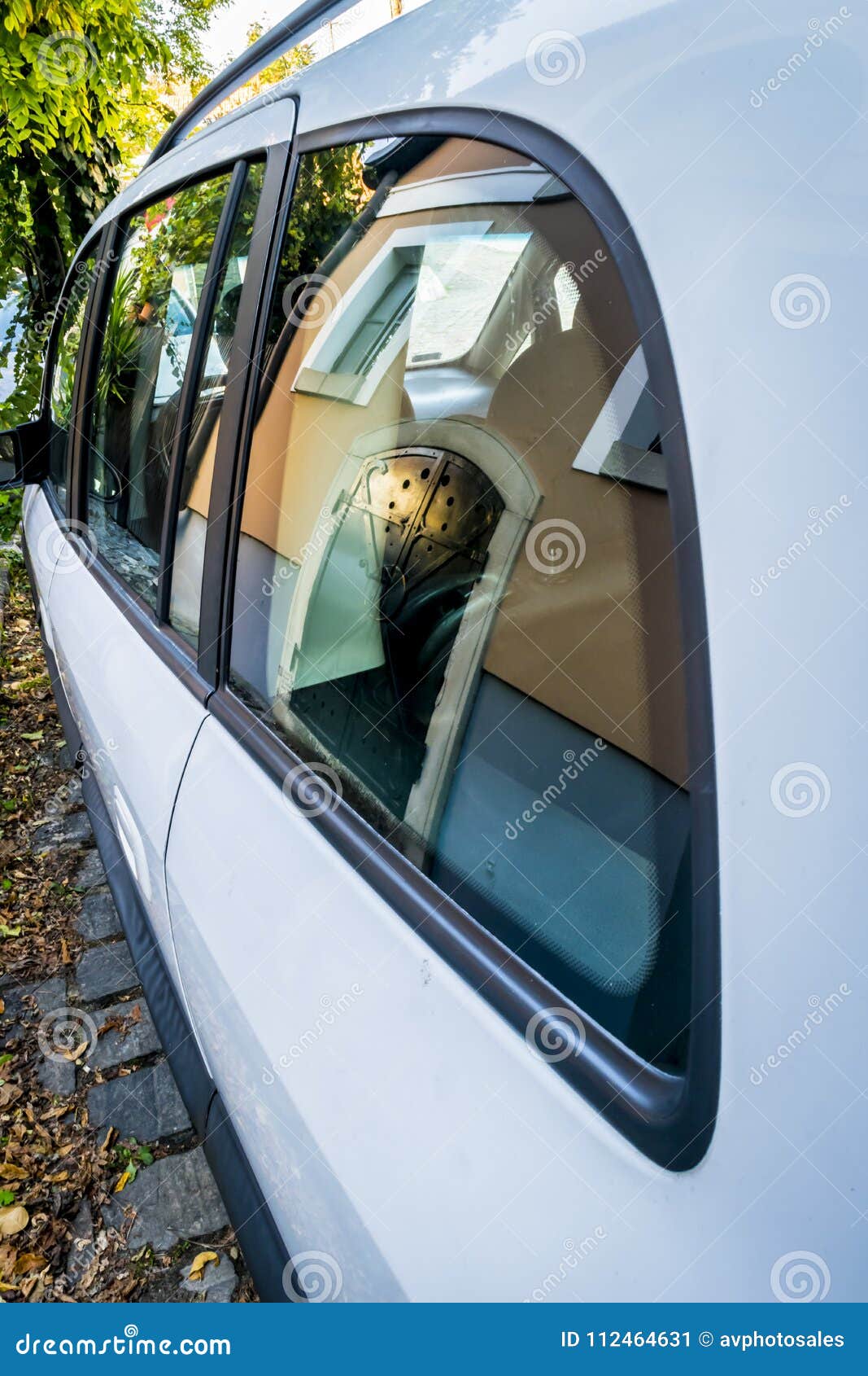 Reflection of a Building in a Car Window. Stock Image - Image of orange ...