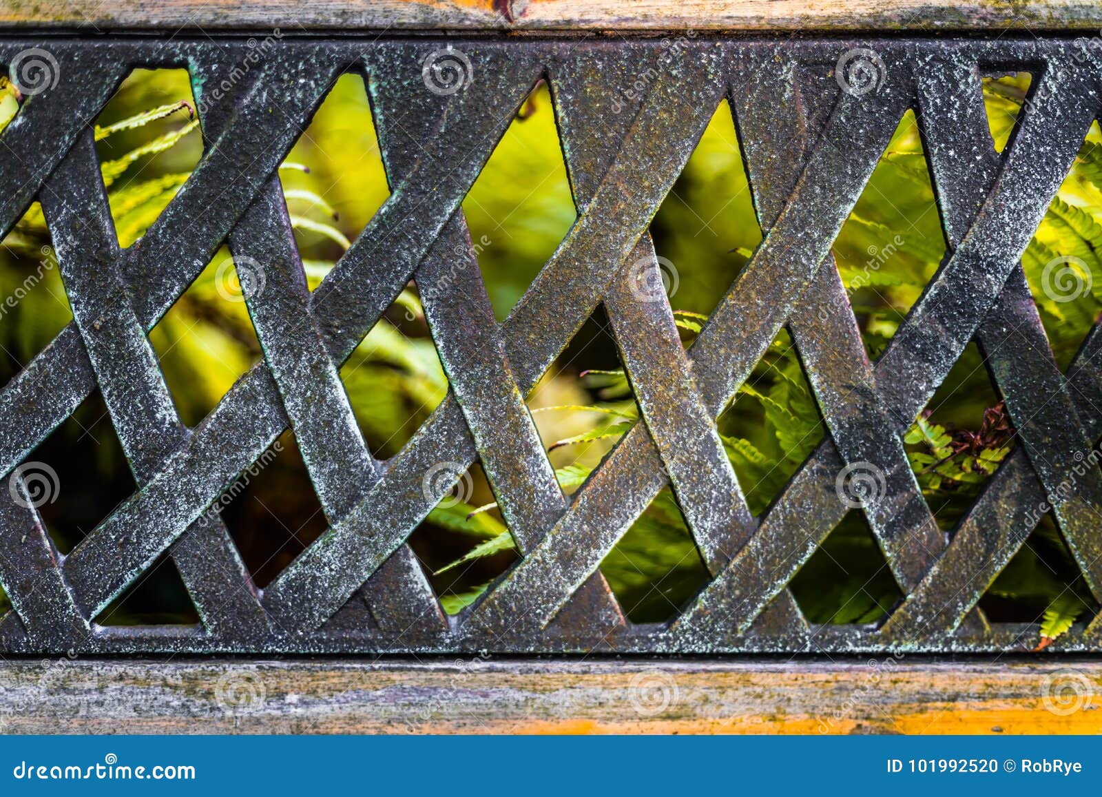 The Old Metal Handmade Back Texture Of The Bench With Blurred Fe Stock ...