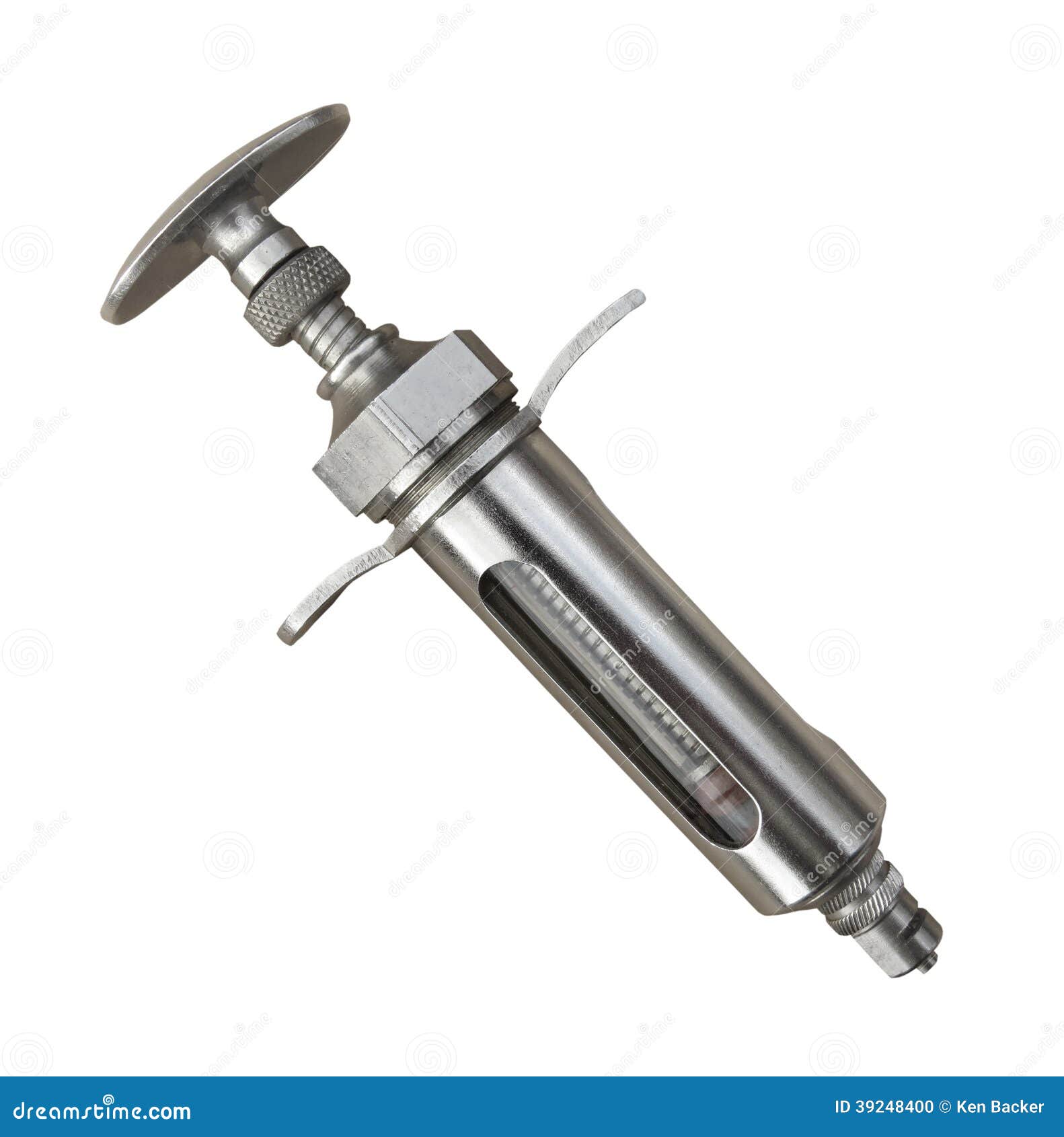 Old Metal Hypodermic Syringe Isolated. Stock Photo - Image of antique ...