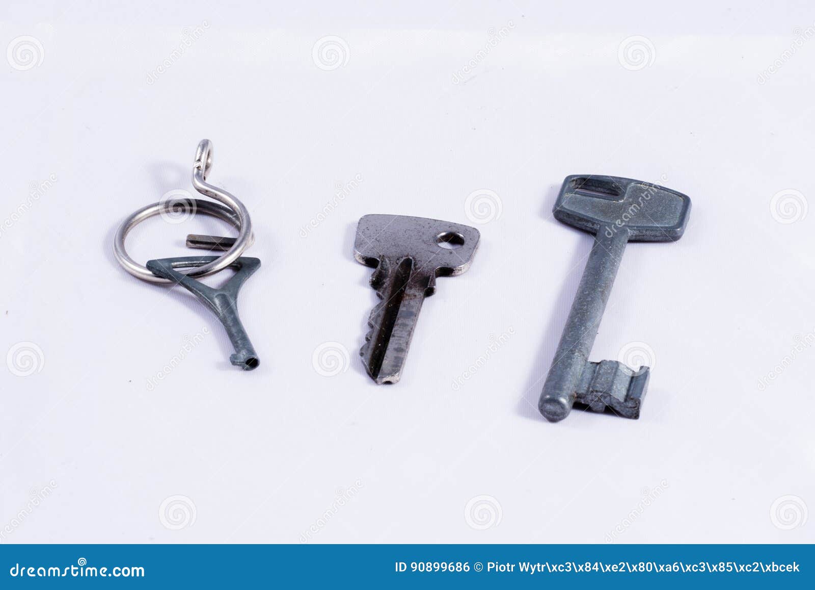 Old Metal Keys on a White Background Stock Photo - Image of closeup ...