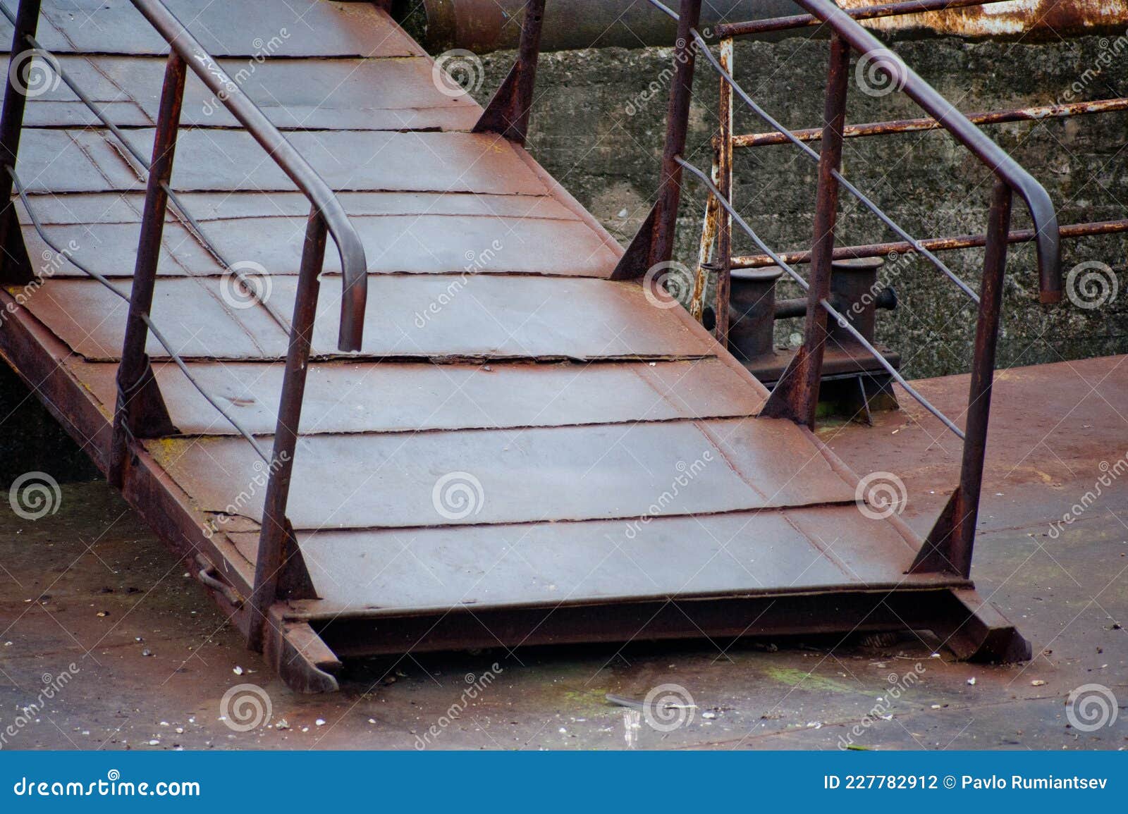 An Old Metal Ladder with Handrails Installed on the Quay Stock Photo ...