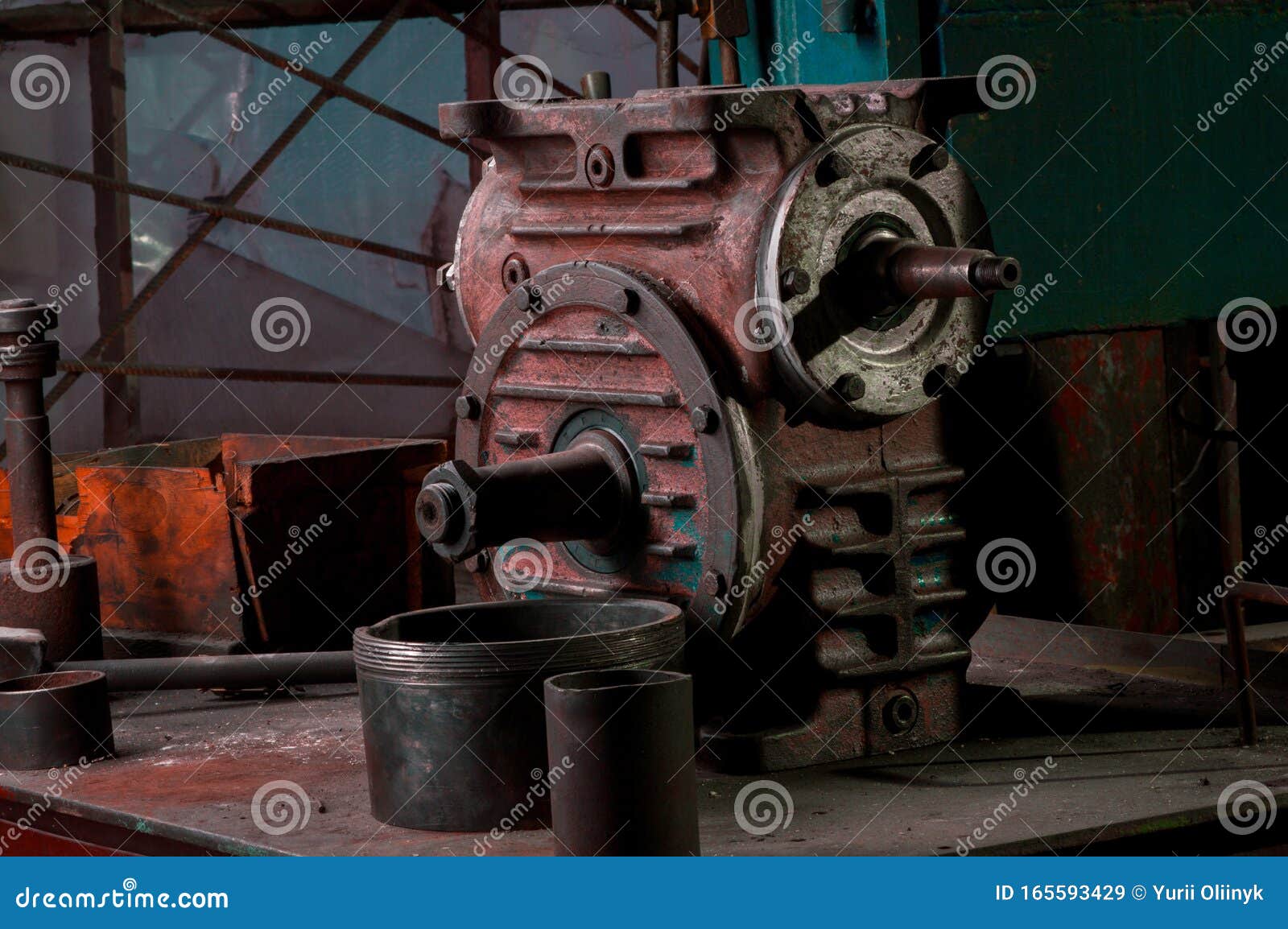 Old Metal Lathe Installed In The Workshop Stock Image Image Of Metal Closeup 165593429