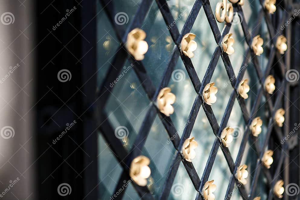 Metal Lattice Window in the Wall Stock Photo - Image of grid, building ...