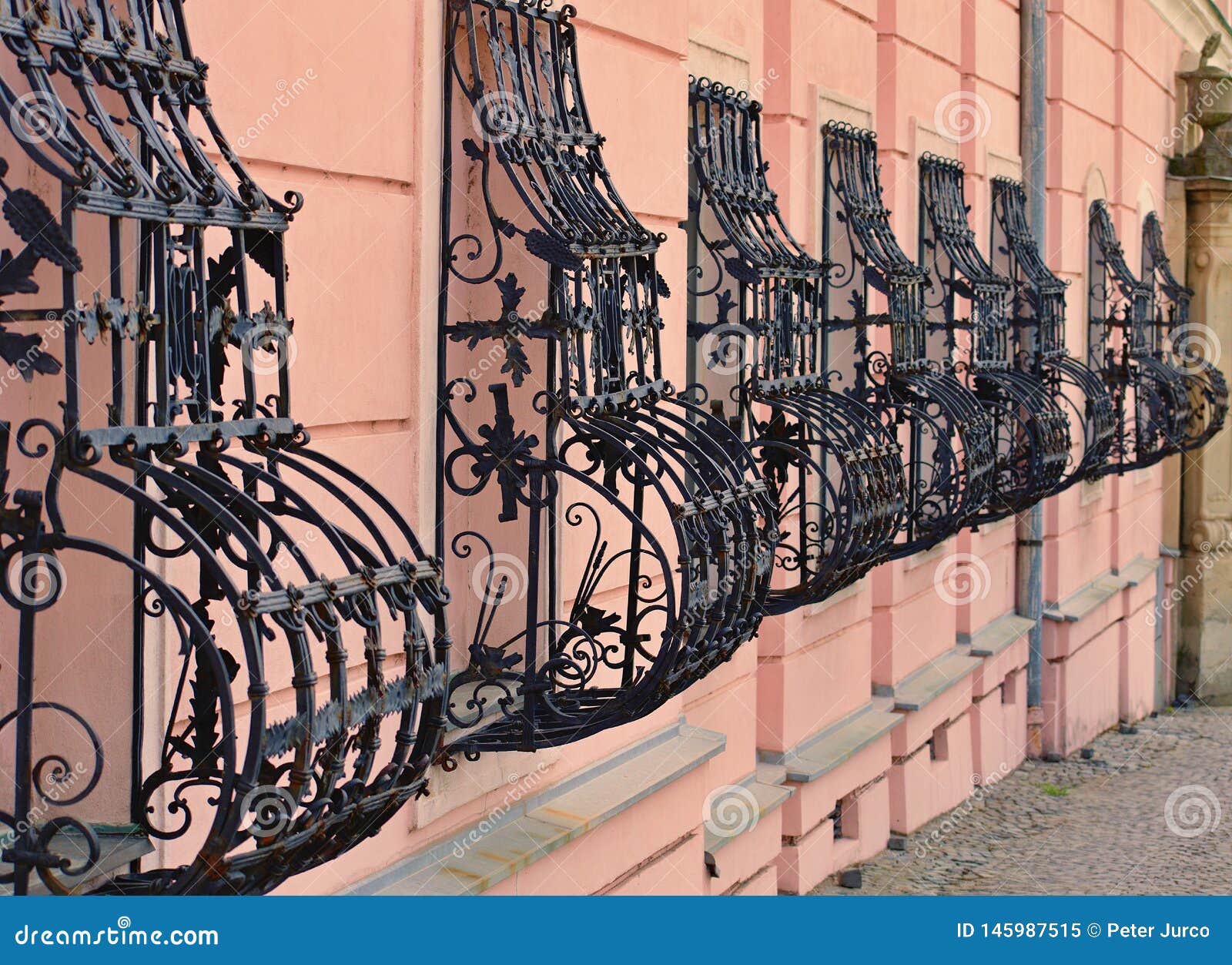 Old Metal Lattice Window in the Wall Stock Image - Image of stone ...
