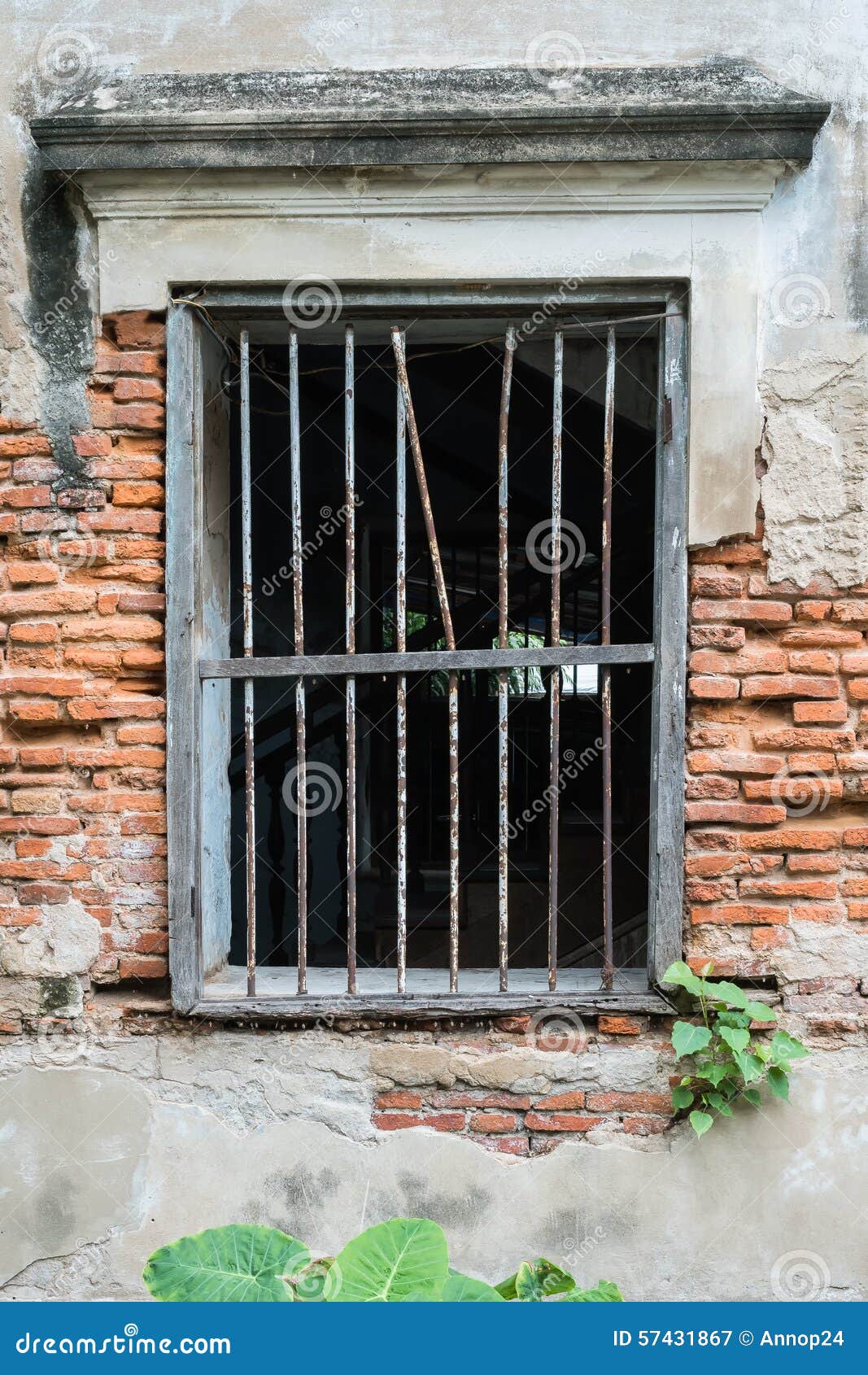 Old Metal Lattice Window in the Wall of Old Building. Stock Image ...