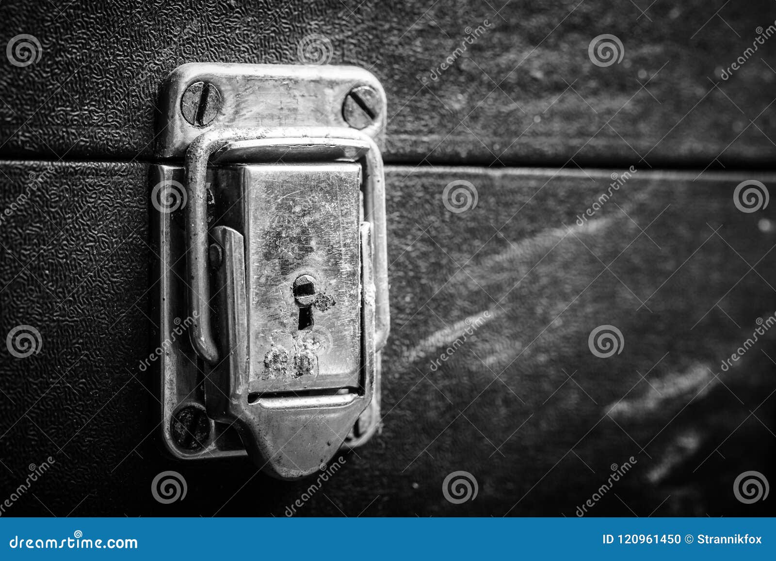 Old Metal Lock on Rustic Ancient Box. Toned Stock Photo - Image of ...