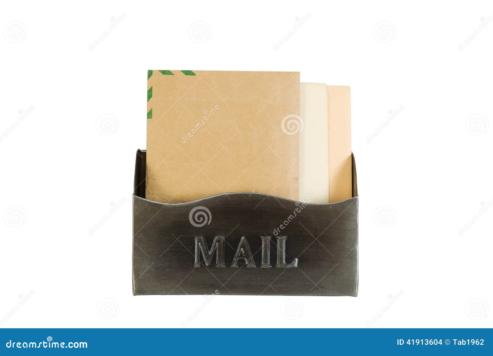 Old Metal Mailbox Filled with Envelopes on White Stock Photo - Image of ...