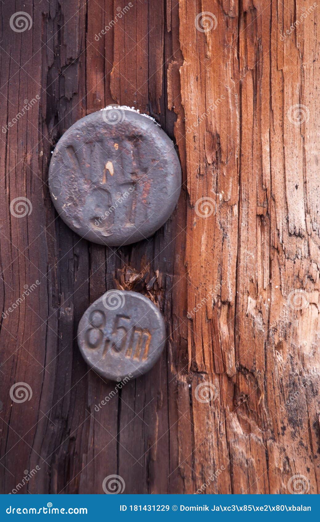 Old markers on the pole stock image. Image of center - 181431229