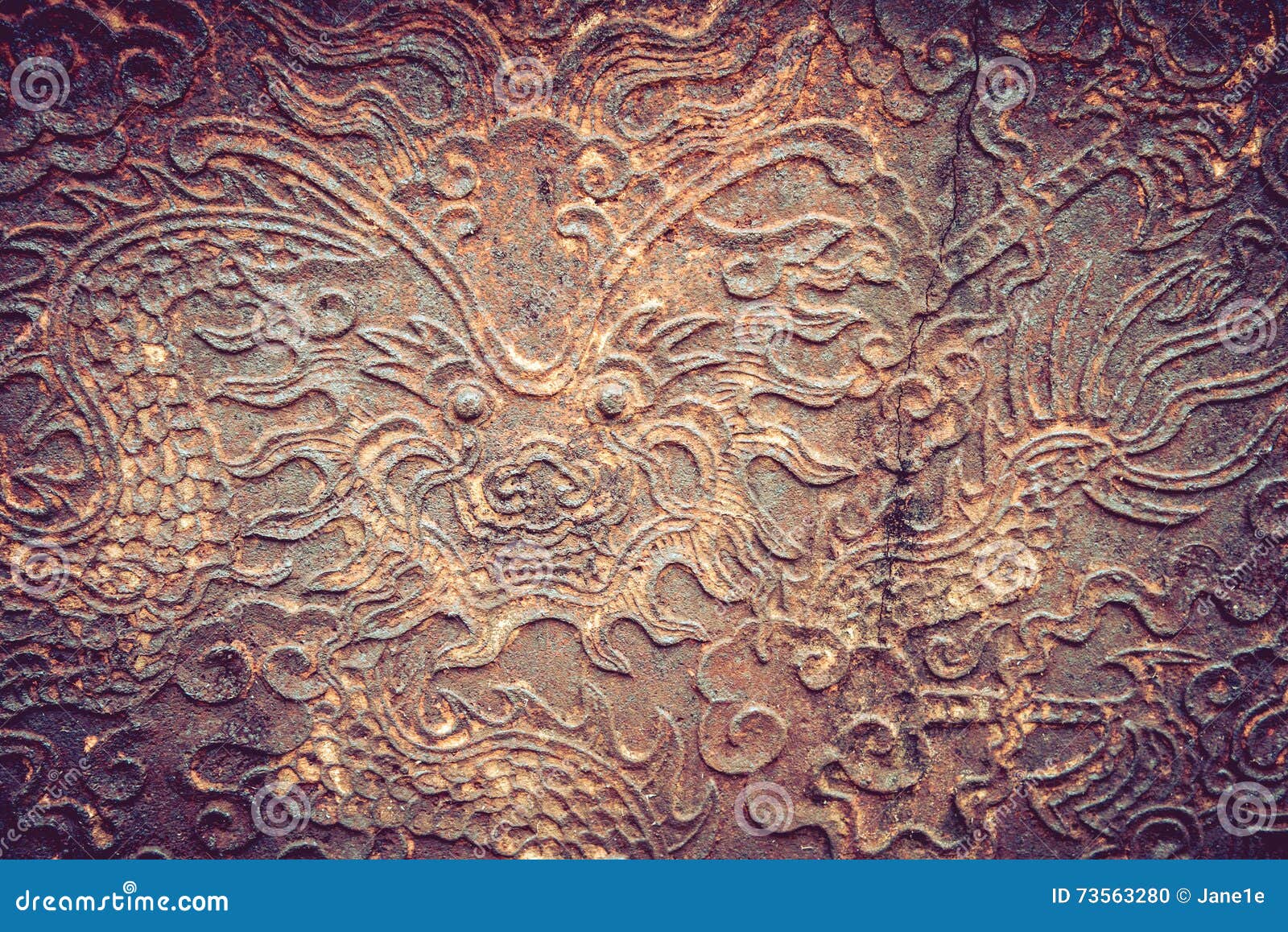 Old Metal Plate with Dragon Head Stock Photo - Image of china, gold ...