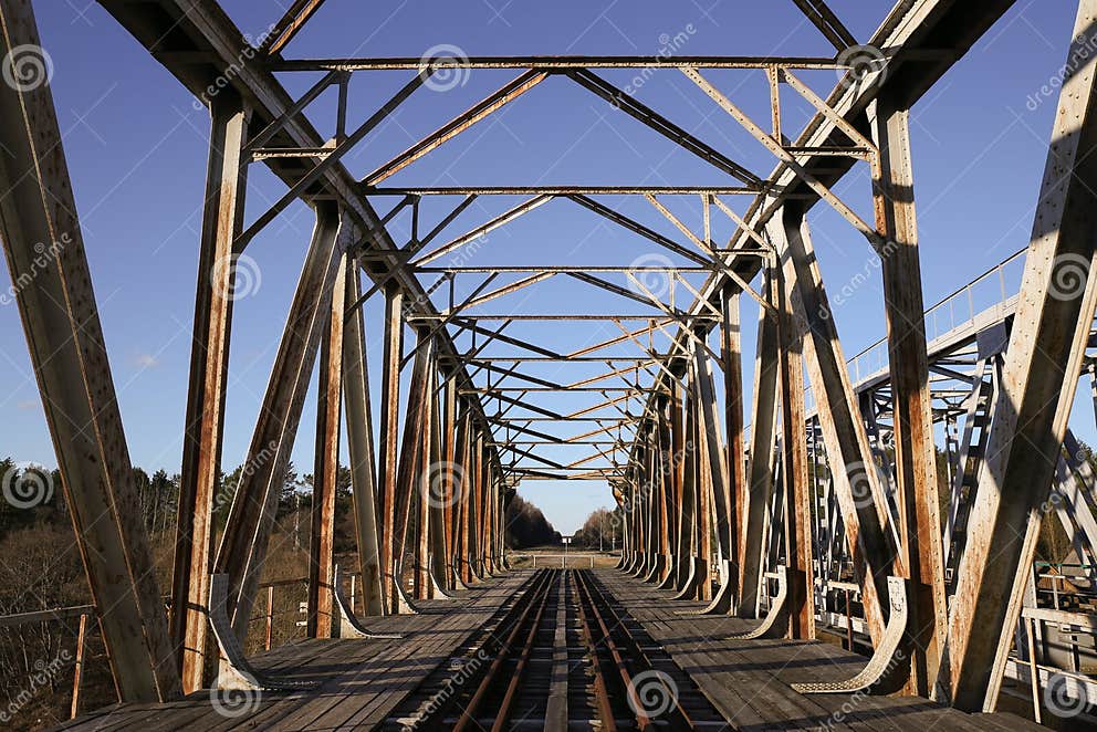 Old Metal Railroad Bridge Construction Stock Image - Image of nature ...