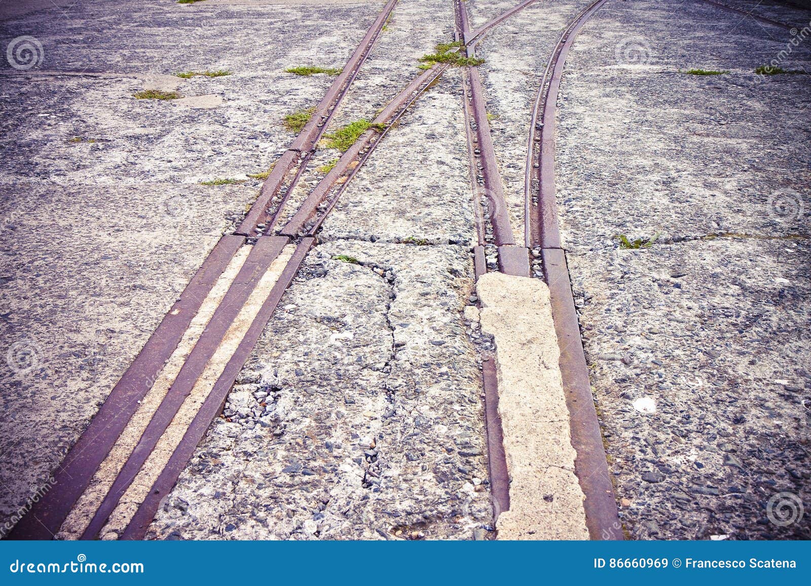 Old Metal Rails in an Abandoned Industrial Area - Toned Image Stock ...
