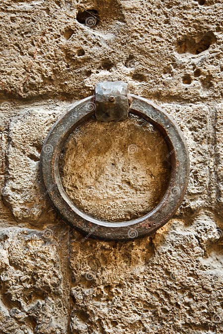 Old Metal Ring on a Stone Wall Stock Image - Image of circle, space ...