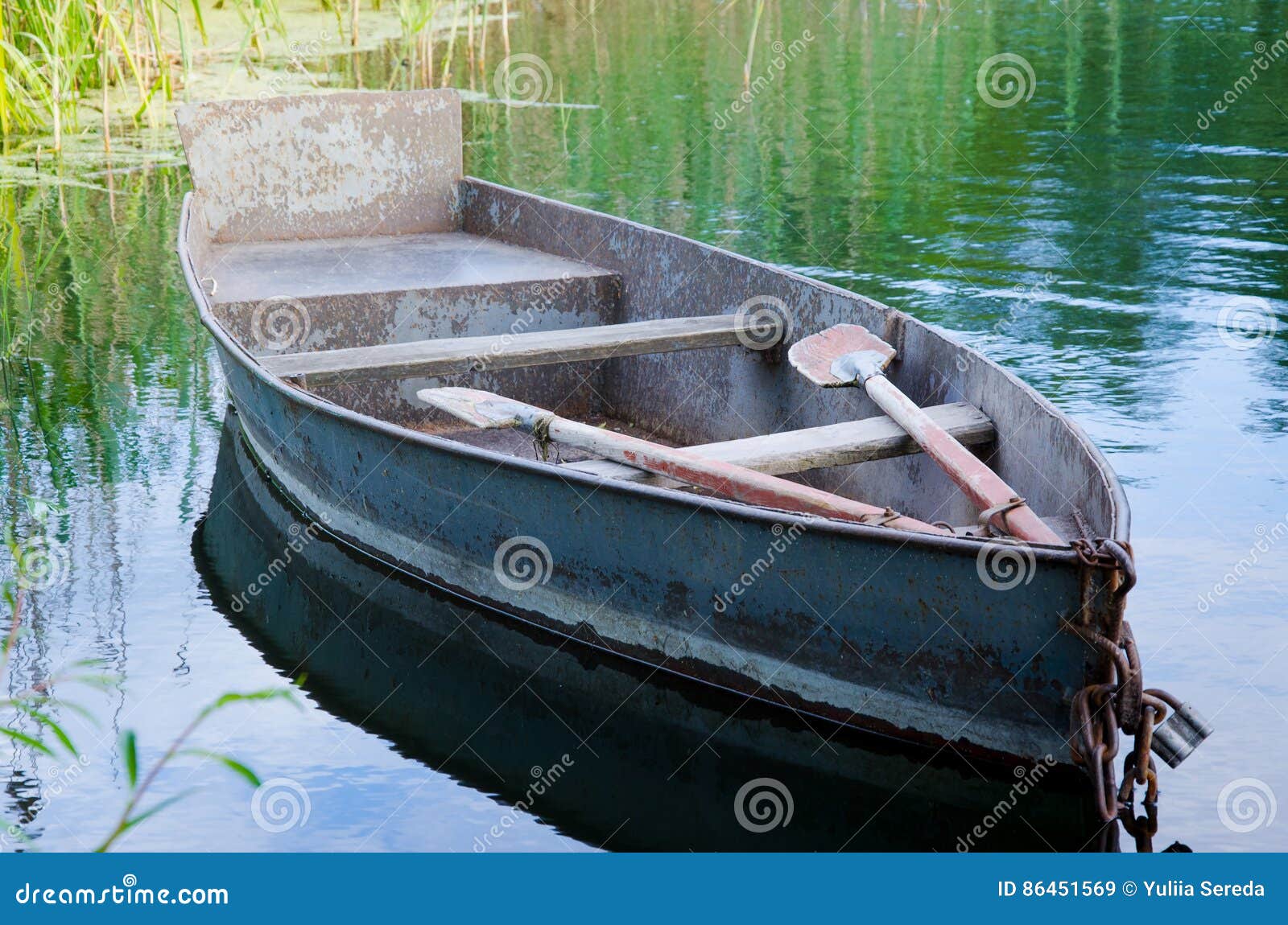 Old metal row boat stock image. Image of fishing, coast - 86451569