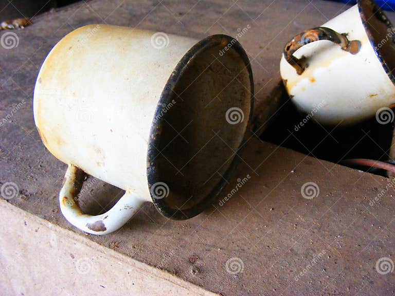 Old Metal Rusty Cup Upside Down Stock Image - Image of upside, typical ...