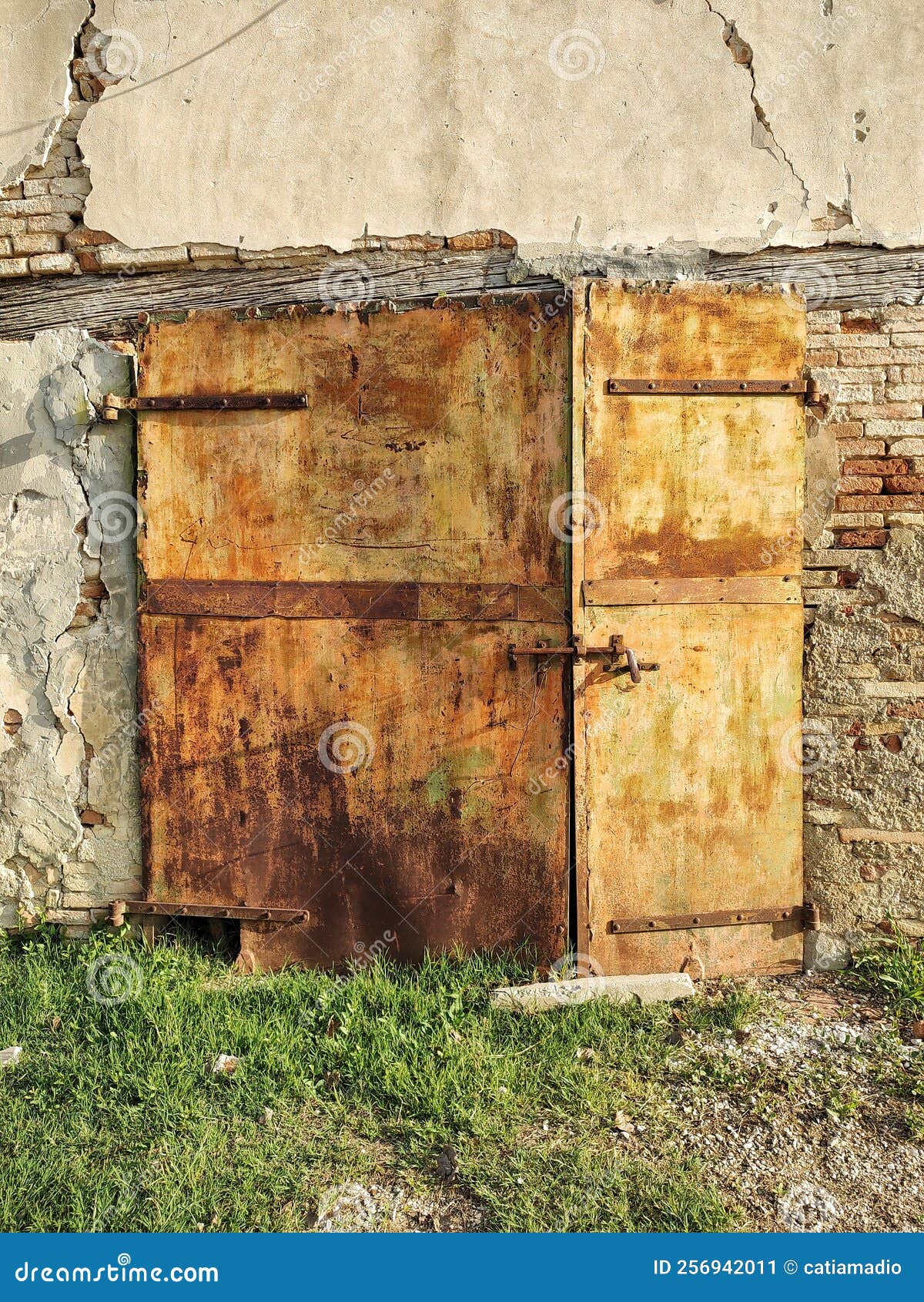Old Metal Rusty Door on Ancient House Stock Image - Image of wall ...