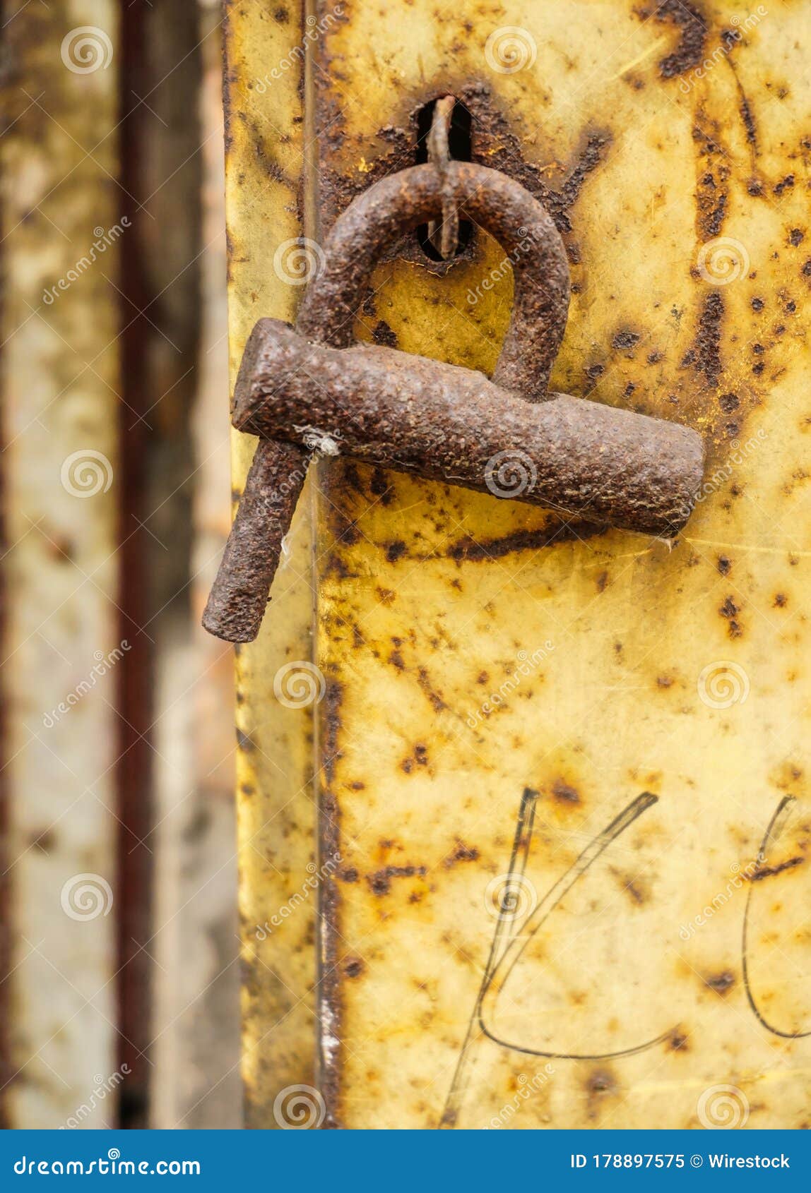 Old Metal Rusty Lock on a Rusty Gate Stock Image - Image of closed ...