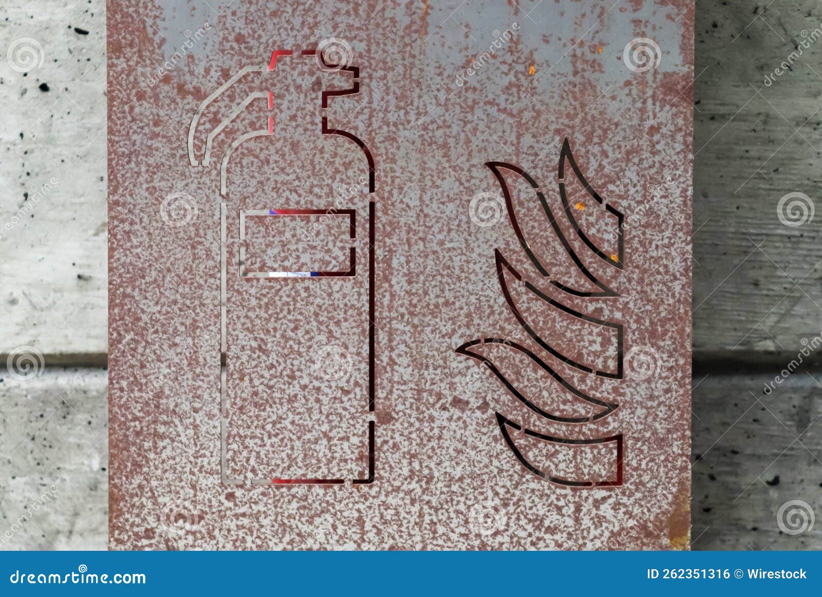 Old Metal Sign of a Fire Extinguisher Stock Photo - Image of dirty ...
