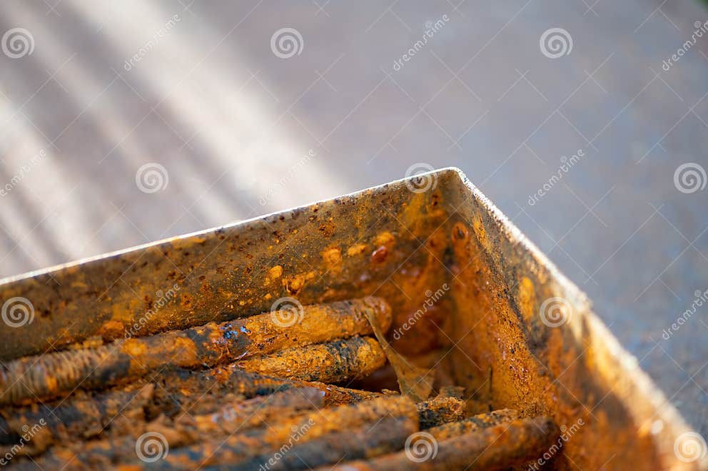 Old Metal Studs Covered in Rust, Close-up, Selective Focus. Stock Image ...
