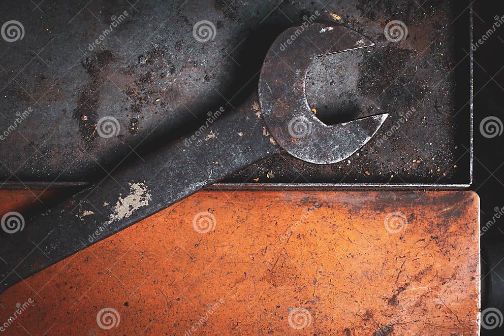Old Metal Surface with a Tool. Stock Photo - Image of background ...