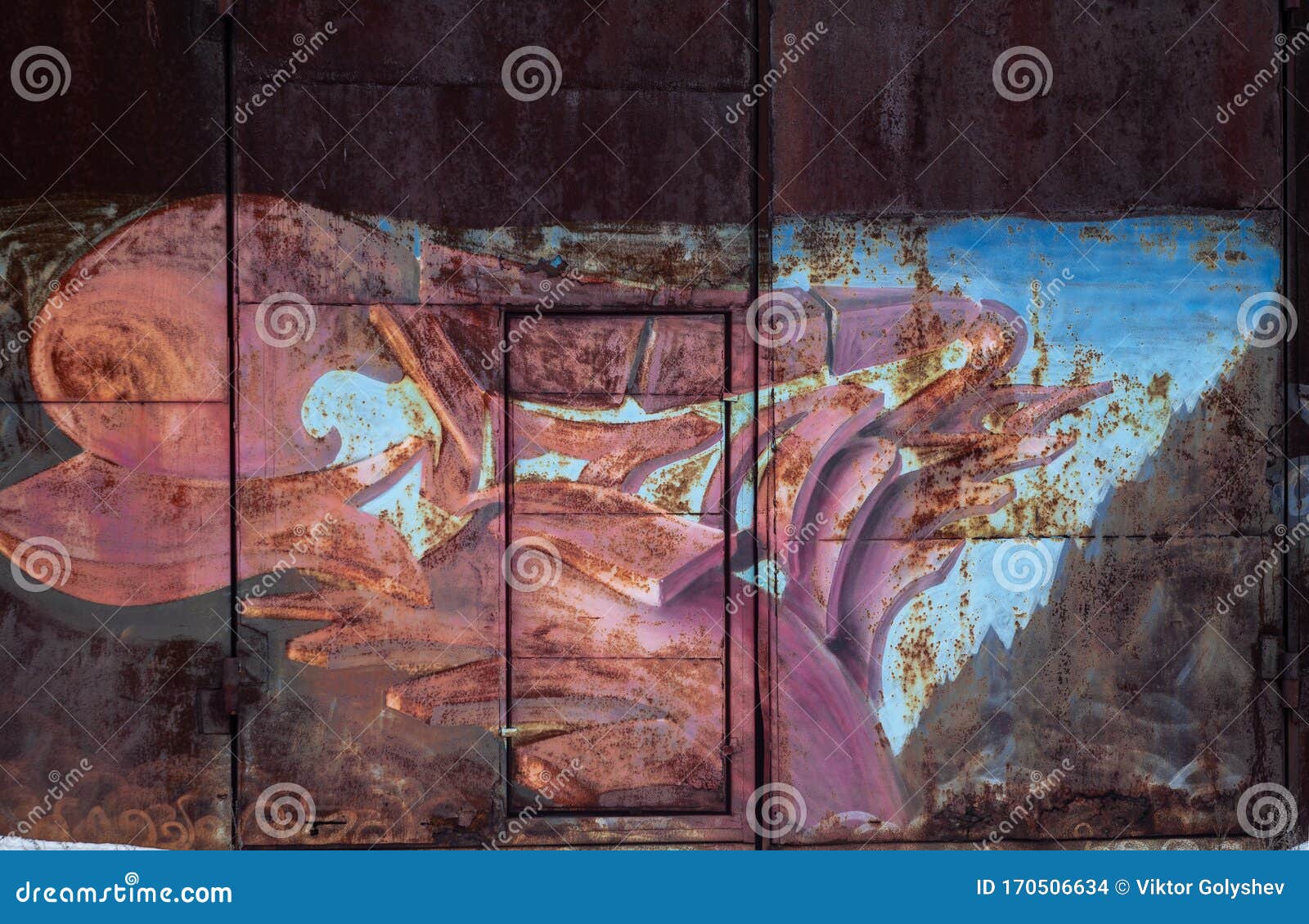 Graffiti Old Rusty Metal Surface Texture Editorial Stock Image - Image ...