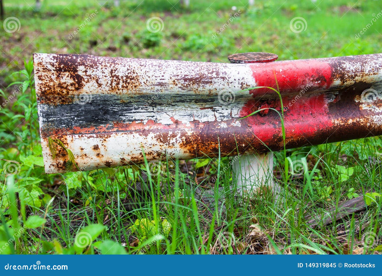 Old metal traffic barrier stock image. Image of protection - 149319845