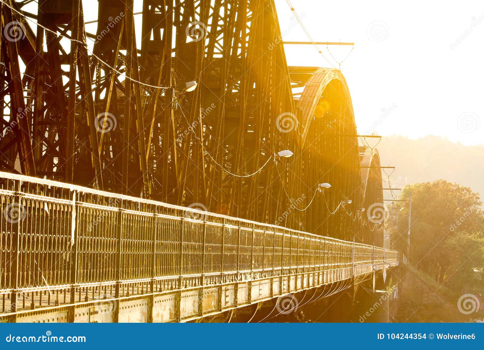 Old Metal Train Bridge during the Sunset Stock Photo - Image of railway ...
