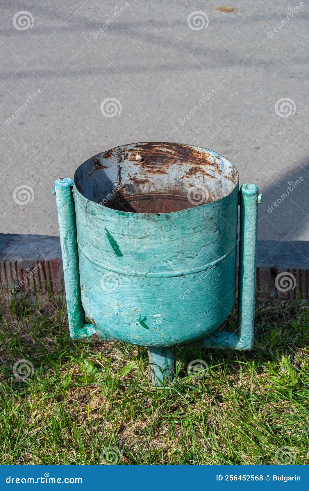 Old metal trash can stock photo. Image of process, processing - 256452568