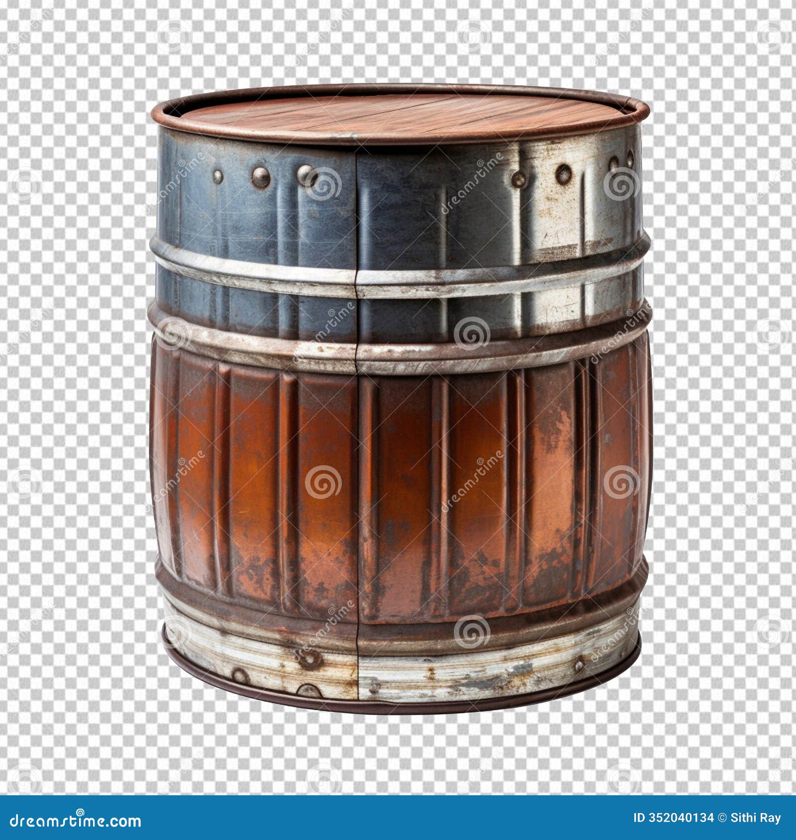 Old Metallic Barrel Isolated On Transparent Background Royalty-Free ...