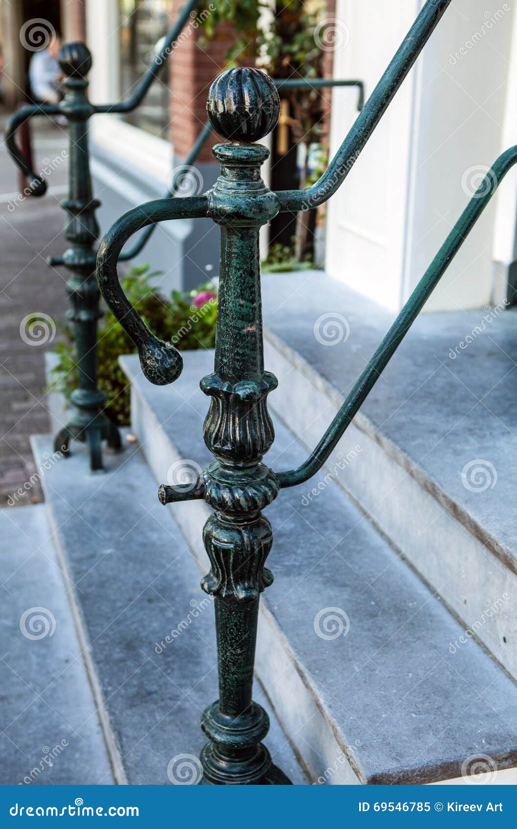 Old Metallic Green Handrail. Photo. Stock Image - Image of architecture ...