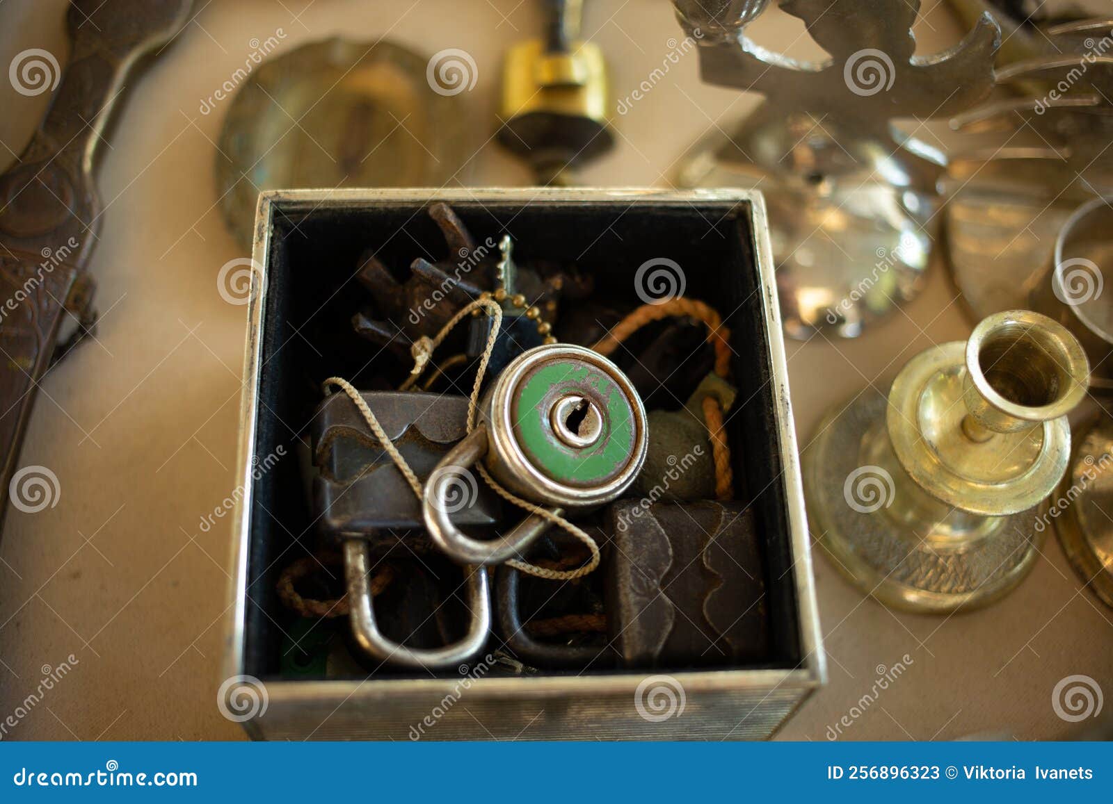 Old Metallic Rust Locker on Flea Market into Carton Box. Turkey Stock ...