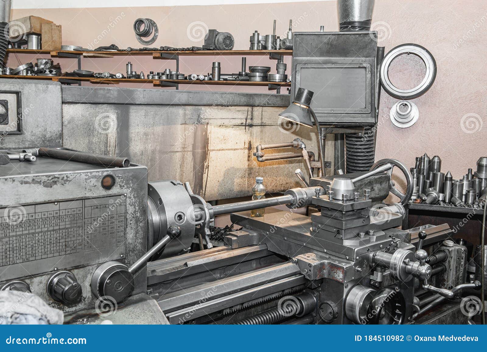 Old Metalworking Machine is Working. Turning Production Stock Photo ...