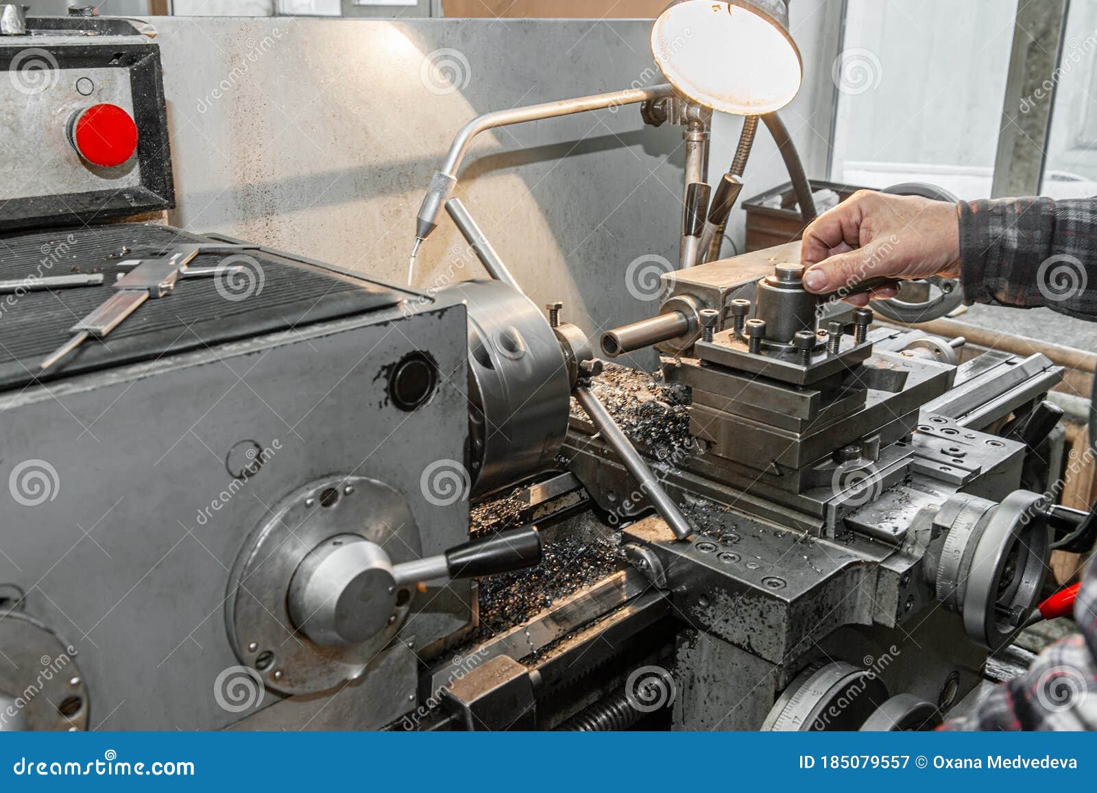 Old Metalworking Machine is Working. Turning Production Stock Image ...