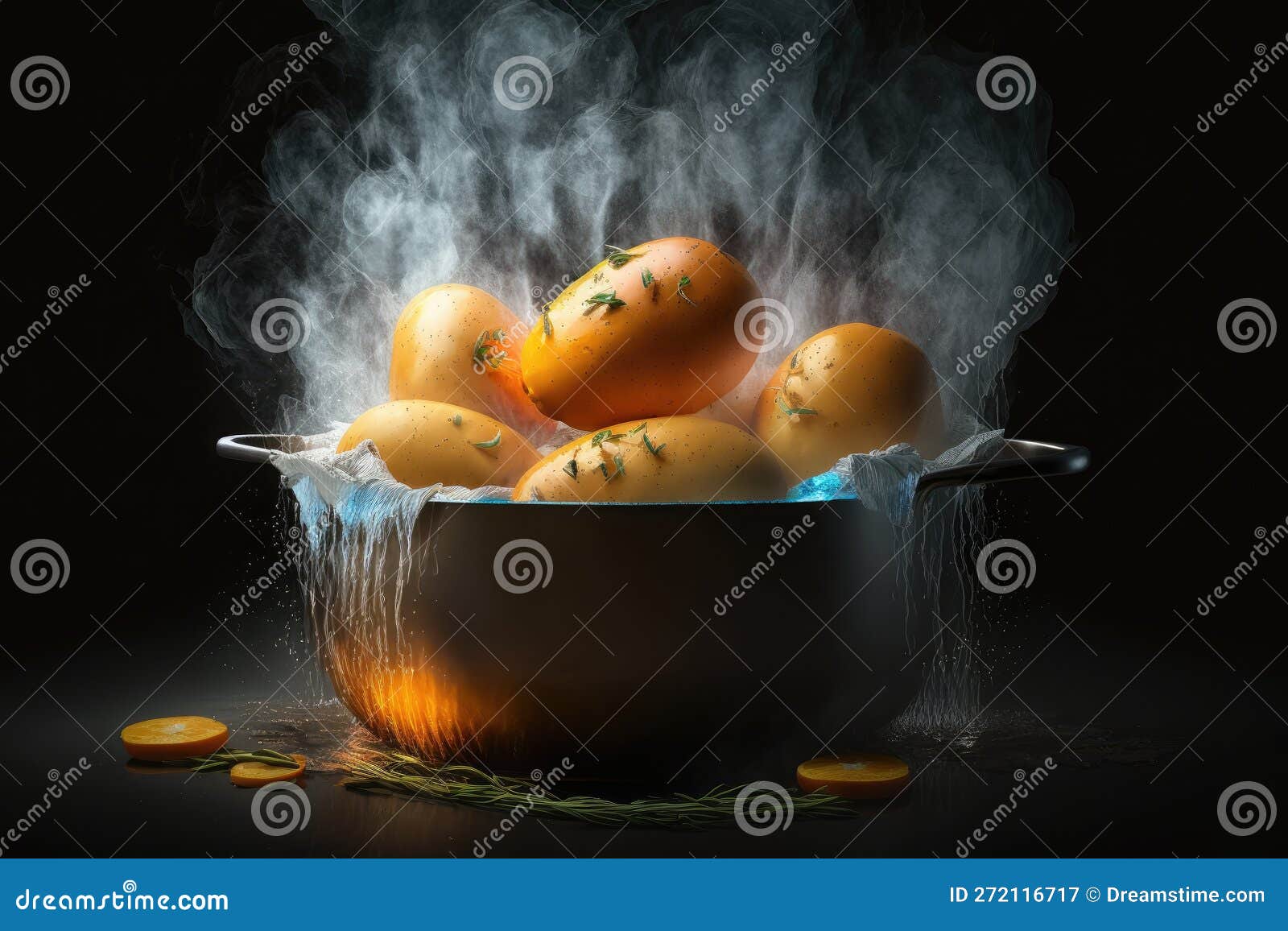 The Old Method Of Boiling Potatoes Stock Illustration | CartoonDealer ...