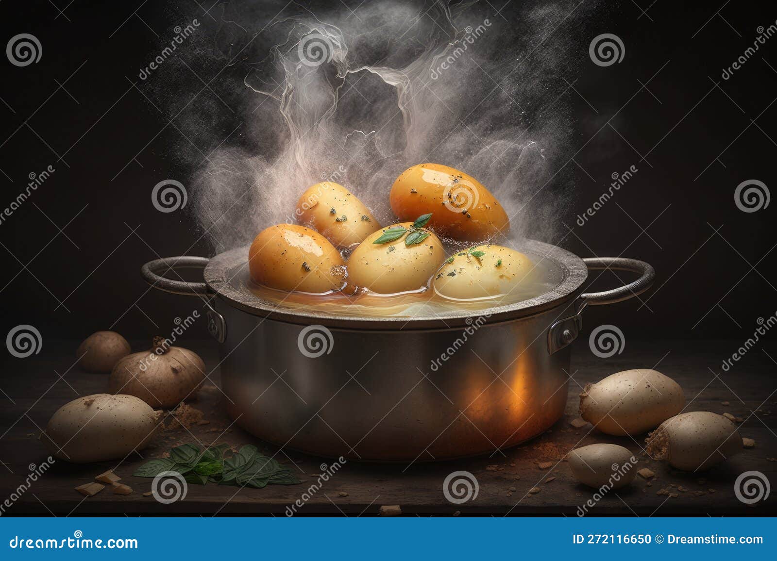 The Old Method Of Boiling Potatoes Stock Illustration | CartoonDealer ...