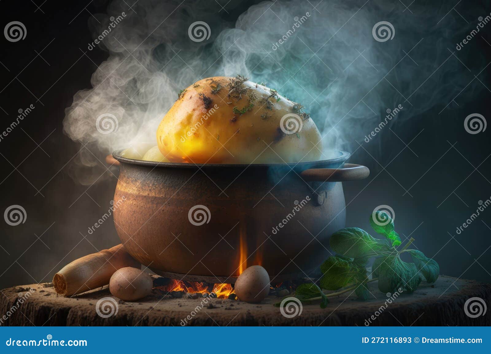 The Old Method Of Boiling Potatoes Royalty-Free Illustration ...