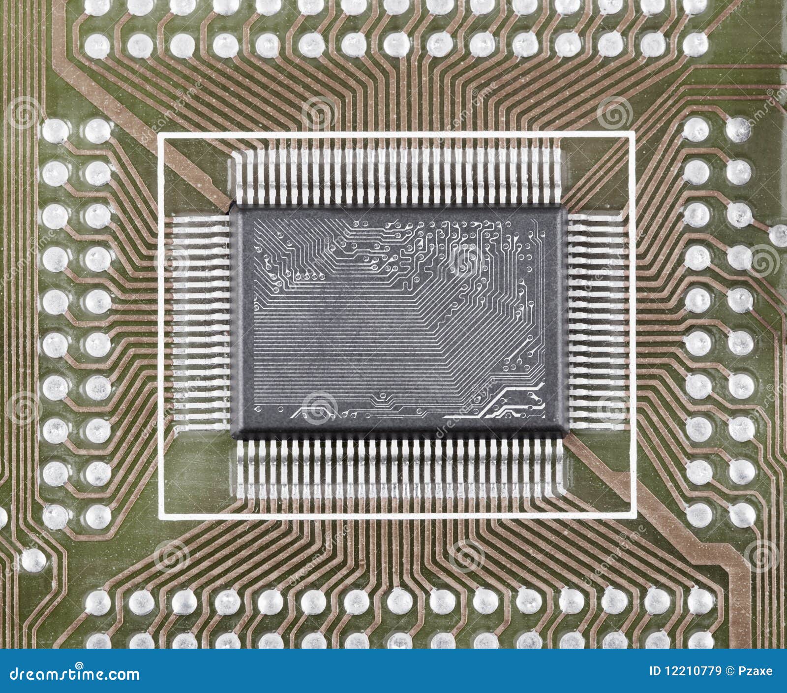 Old Microcircuit On Circuit Board Surface Stock Image Image Of