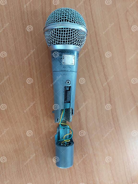 The old microphone broken stock photo. Image of broken - 250382710
