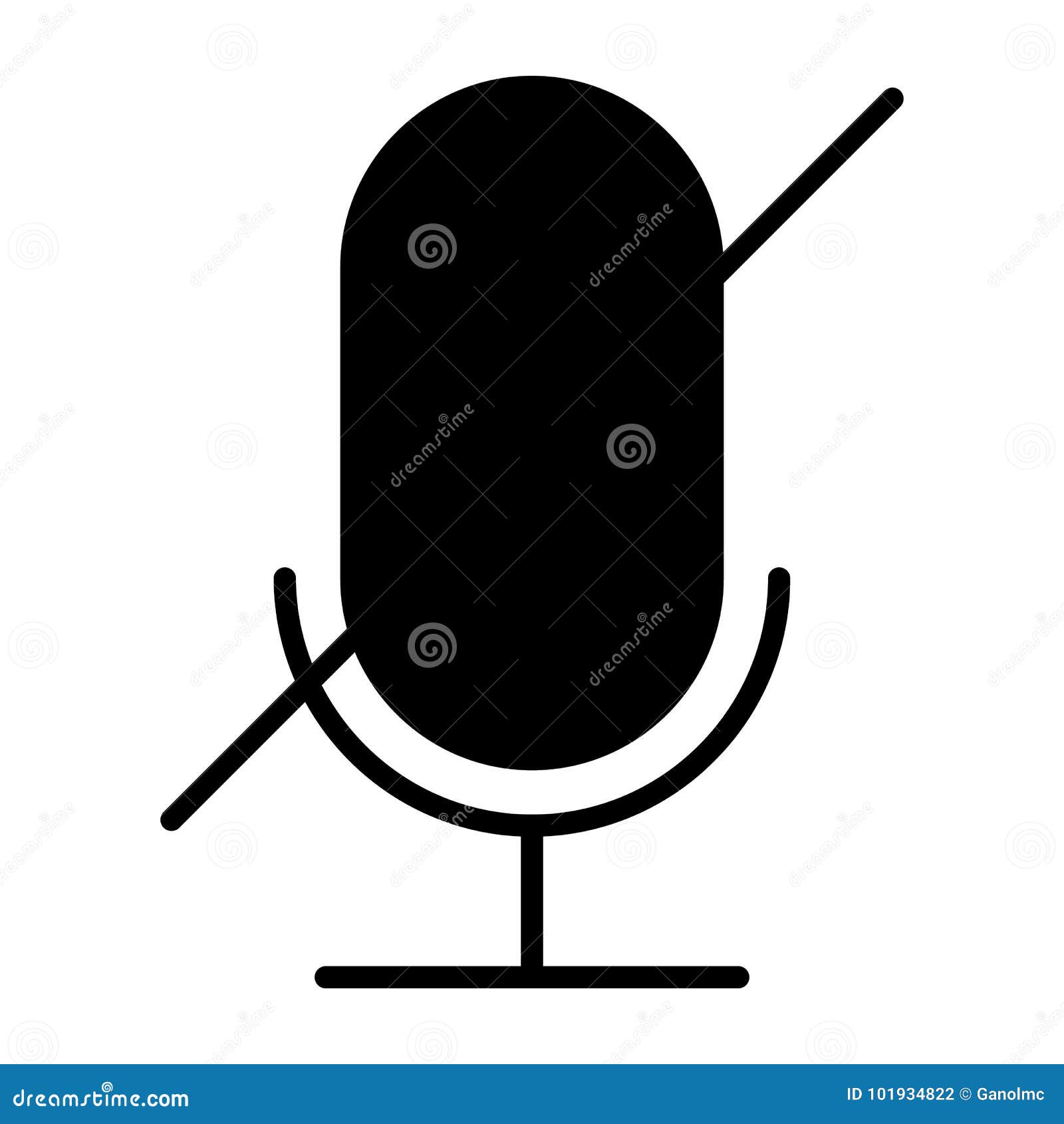 Old Microphone Disabled Silhouette Icon. Pictogram Stock Vector ...