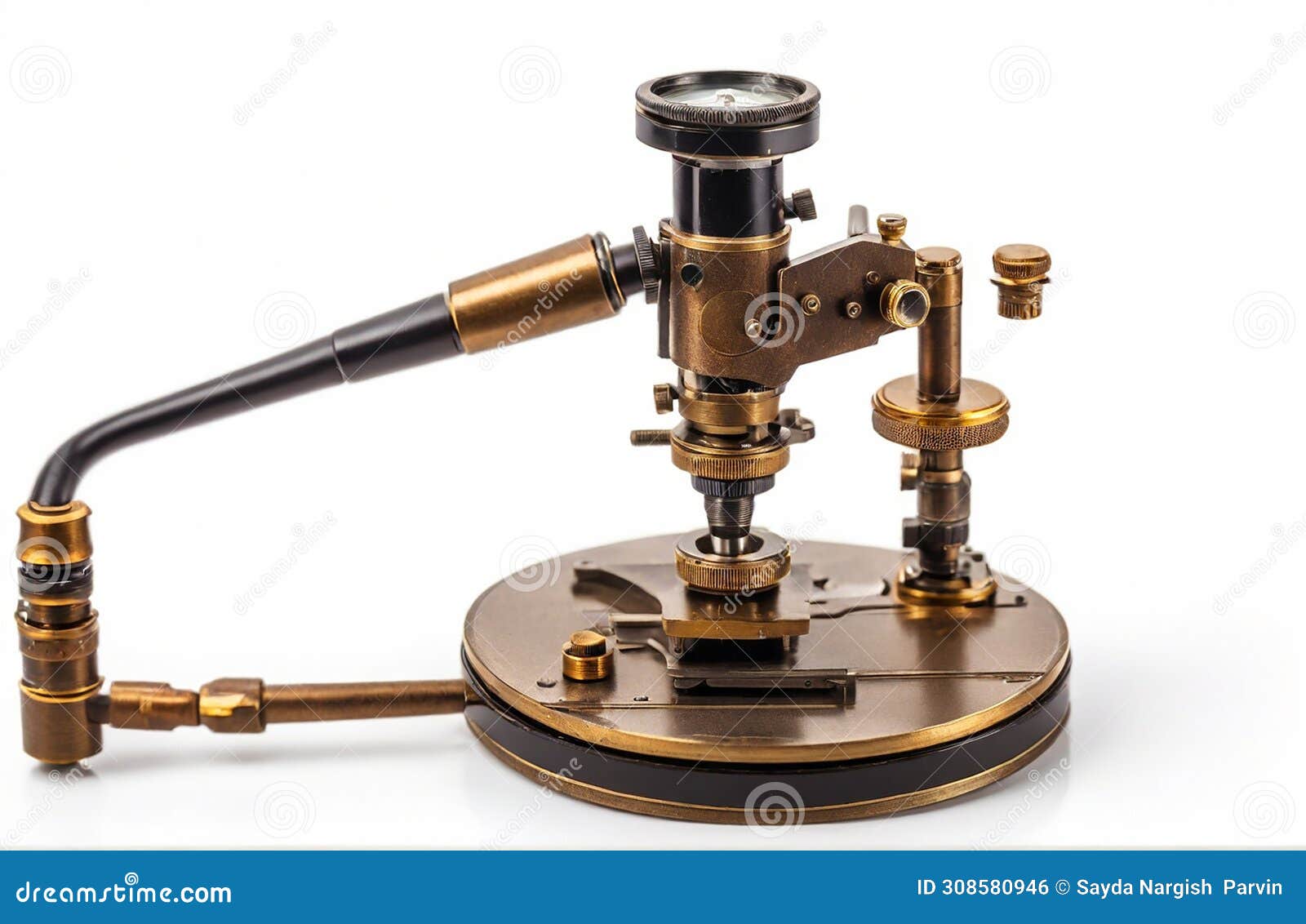 Old Microscope, Cut Out Isolated on White Background Stock Illustration ...