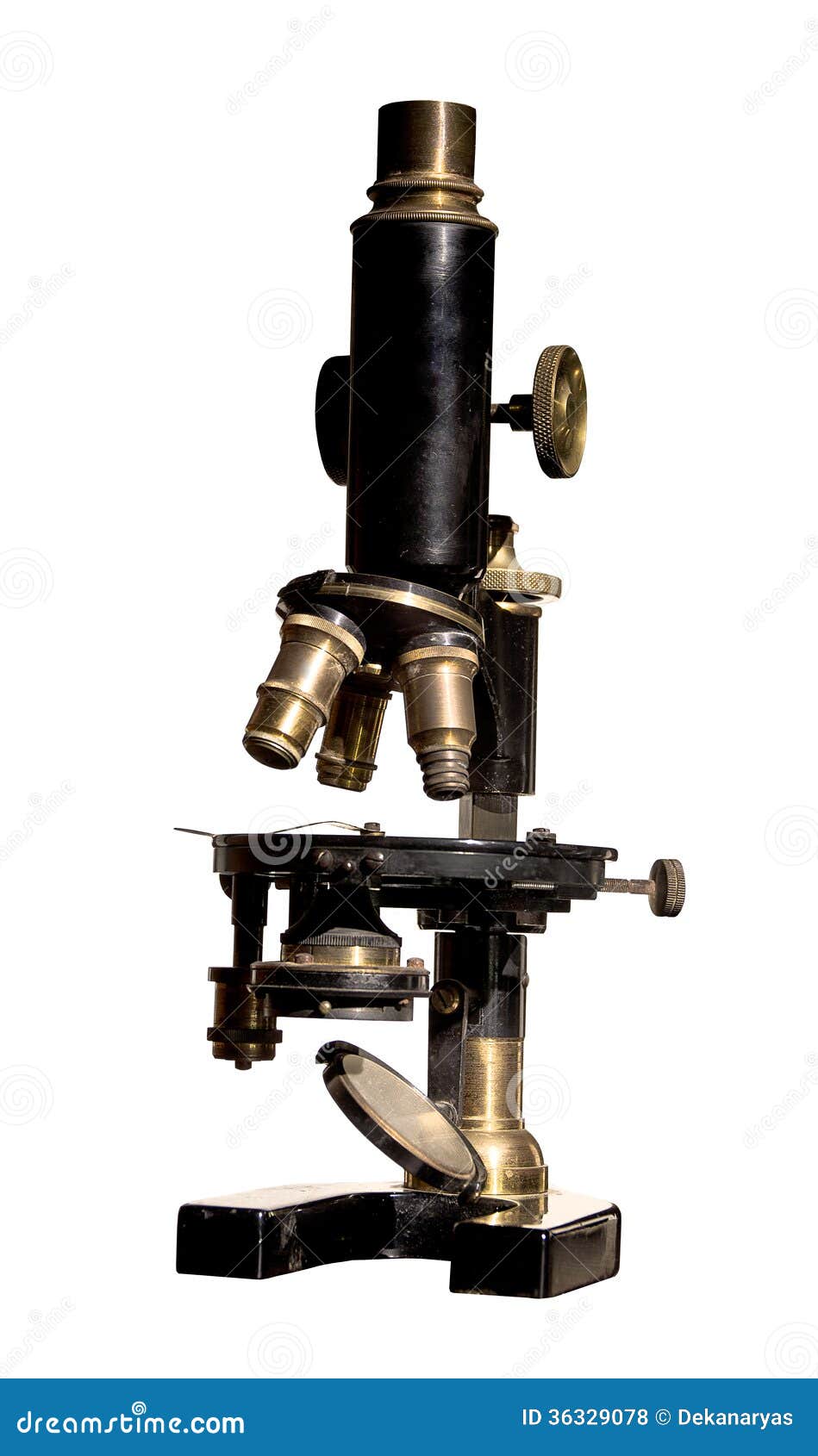Old microscope isolated stock photo. Image of education - 36329078