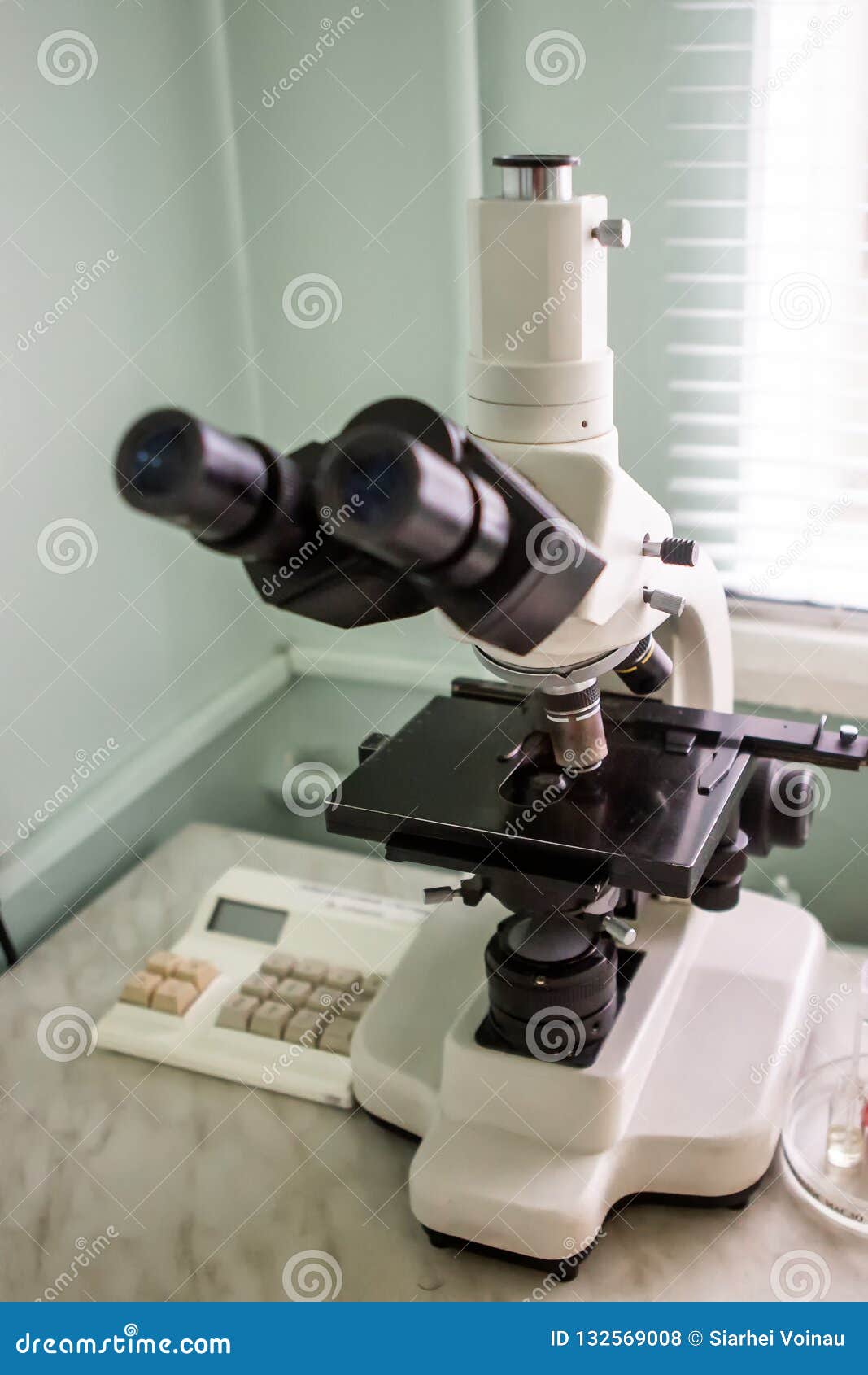 Microscope. Real Medical Equipment for Blood Analysis Stock Photo ...