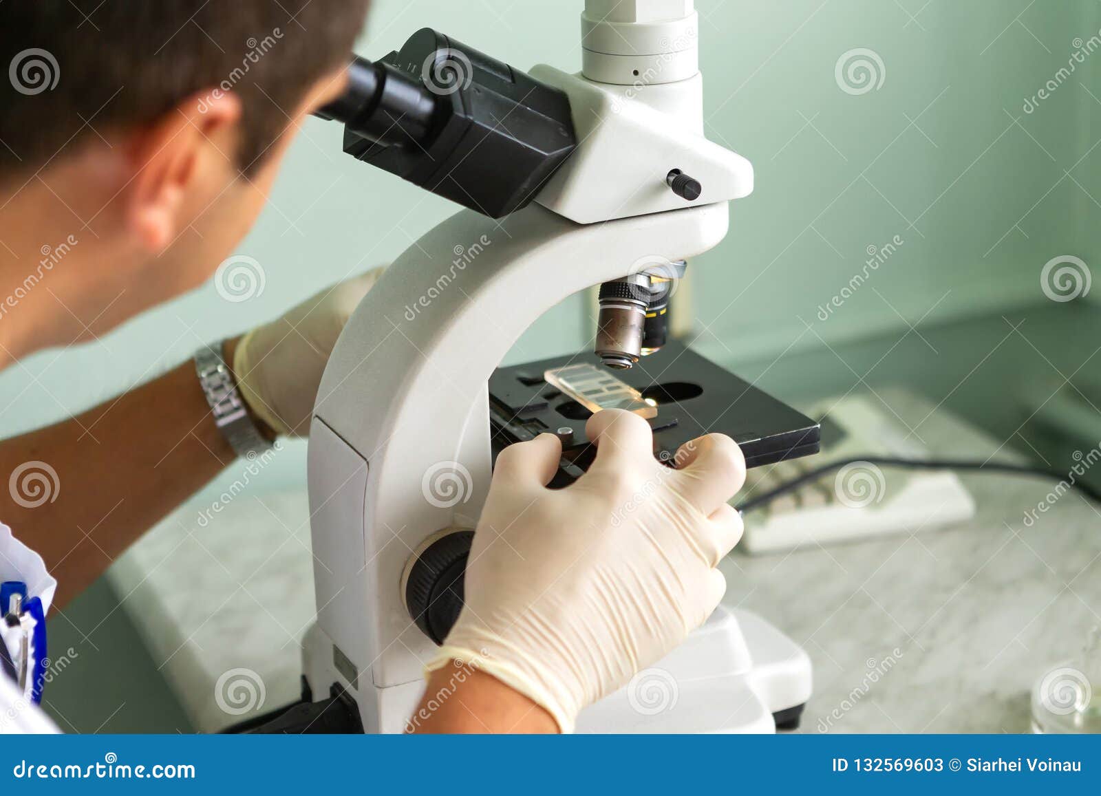 Microscope. Real Medical Equipment For Blood Analysis Stock Image ...