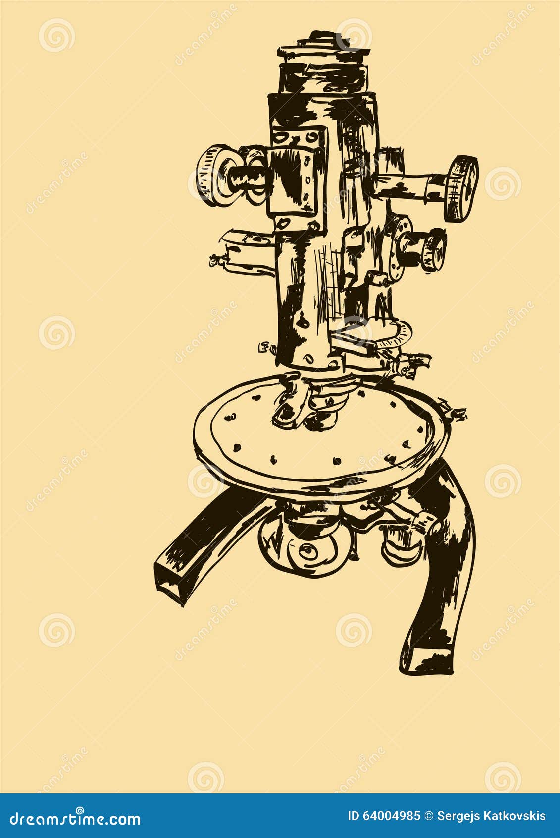 Old microscope stock illustration. Illustration of chemistry - 64004985