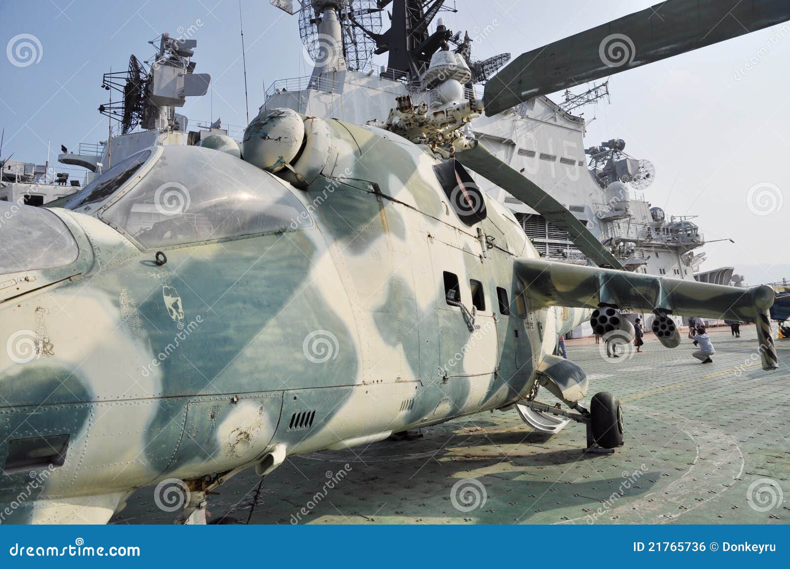 Old Mig Helicoptor on Aircraft Carrier Stock Photo - Image of fighting ...