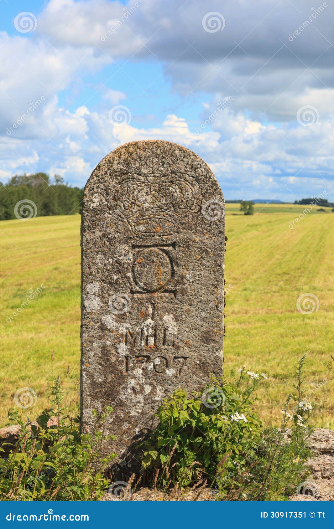 Old milestone stock image. Image of countryside, mile - 30917351