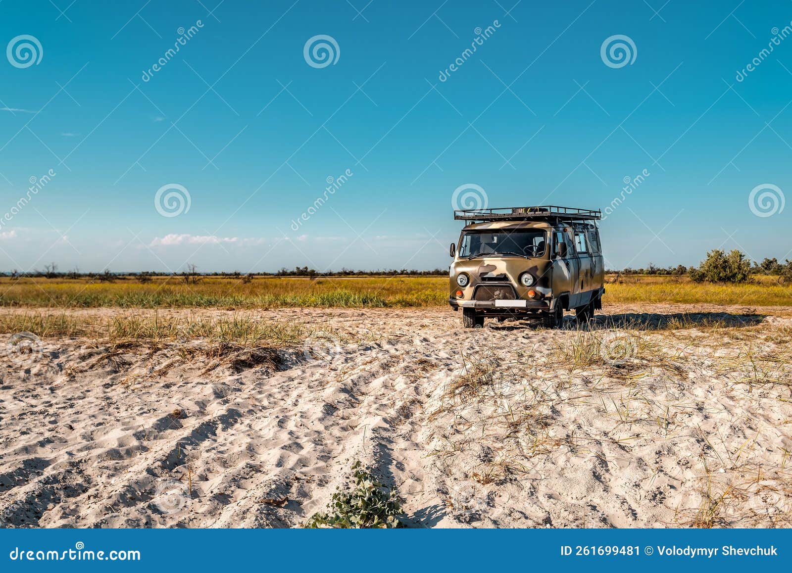 Old Military Bus Van on the Beach Stock Image - Image of offroad, road ...