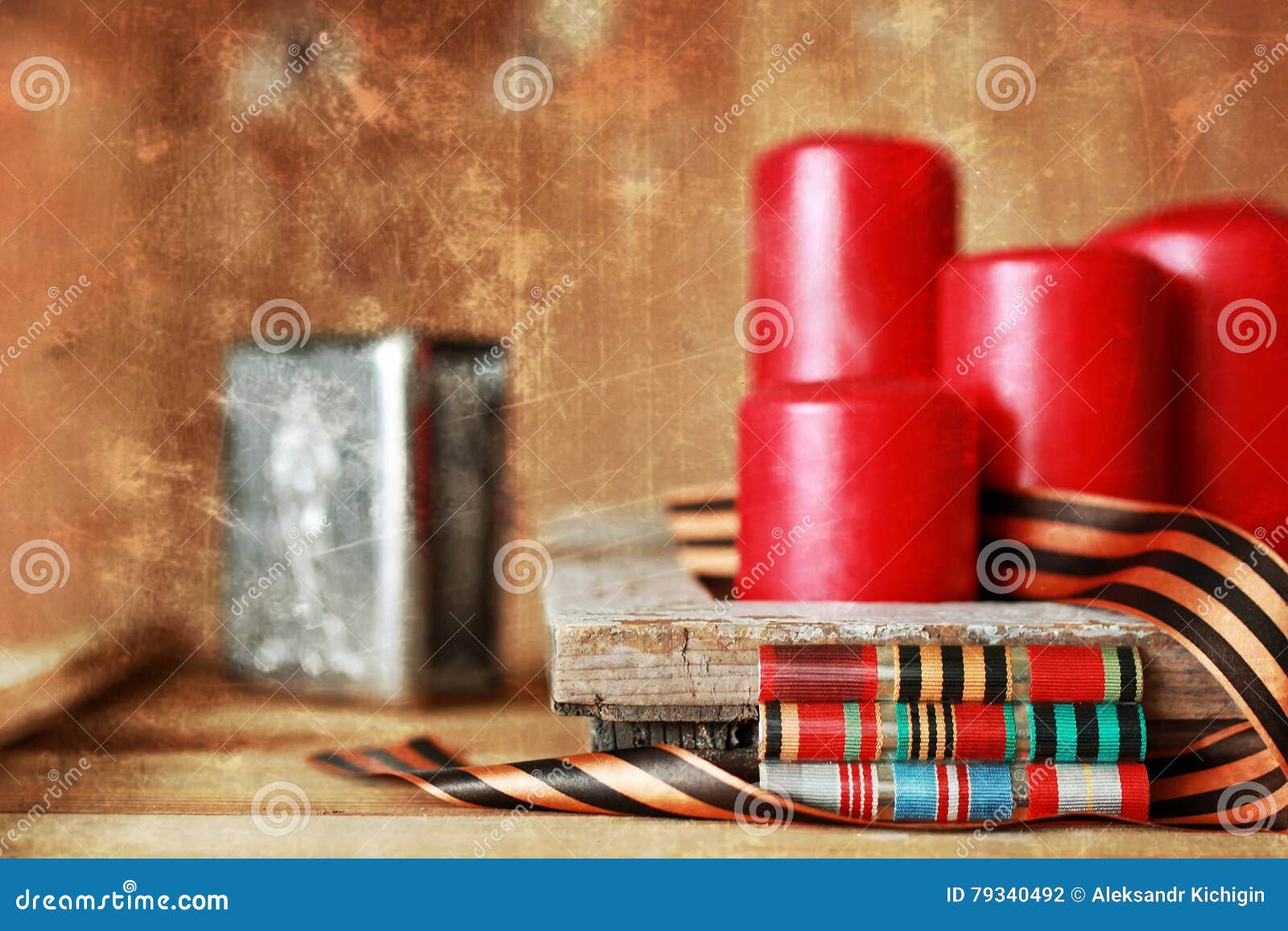 Old Military Decorations since World War II on a Wooden Stock Photo ...
