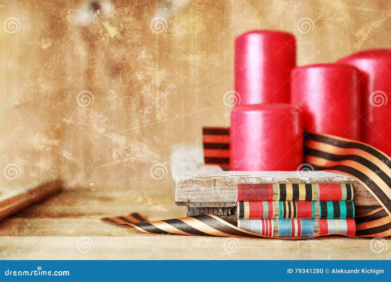 Old Military Decorations since World War II on a Wooden Stock Photo ...